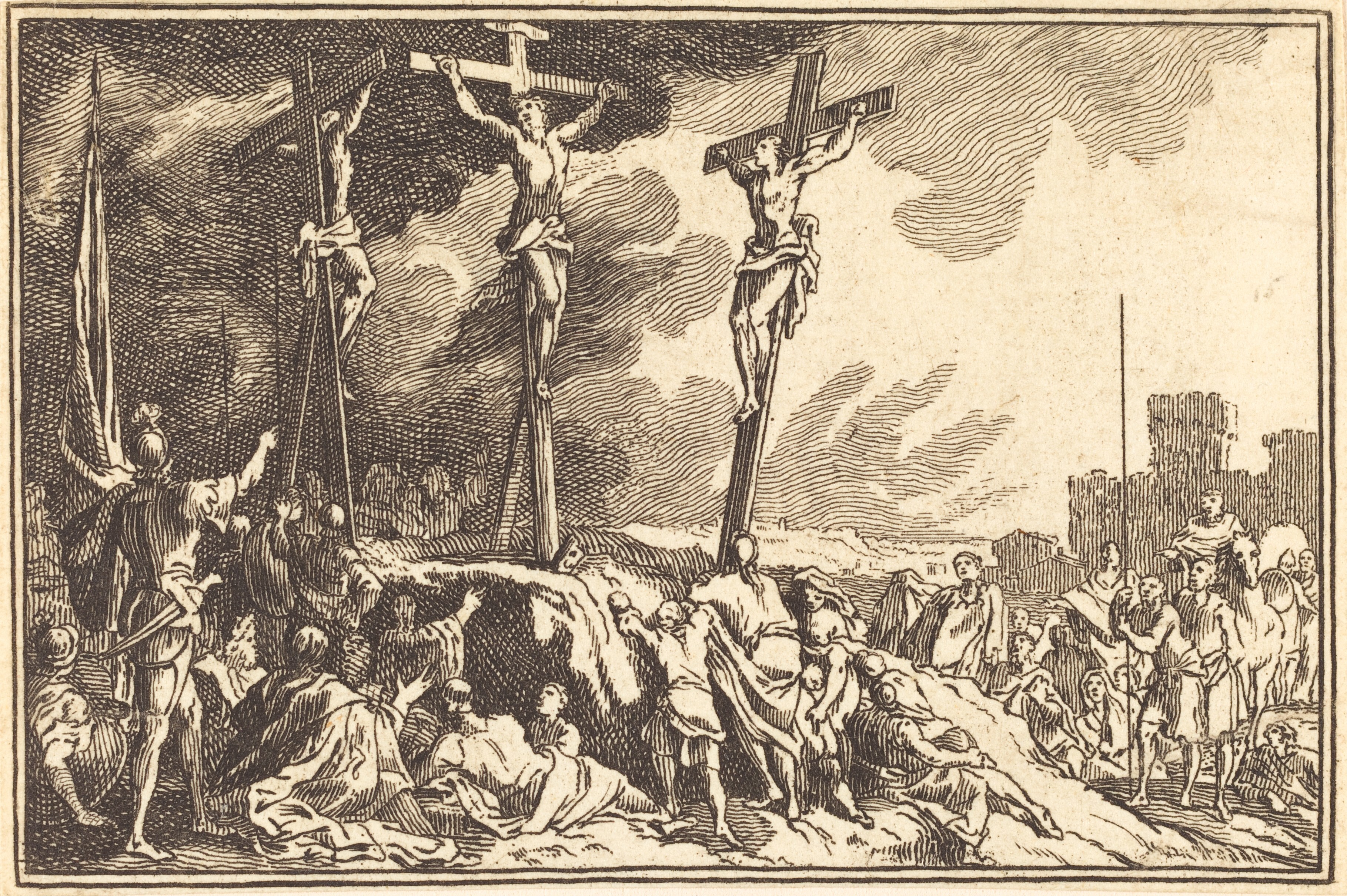 Christ on the Cross between the Two Thieves by French 17th Century