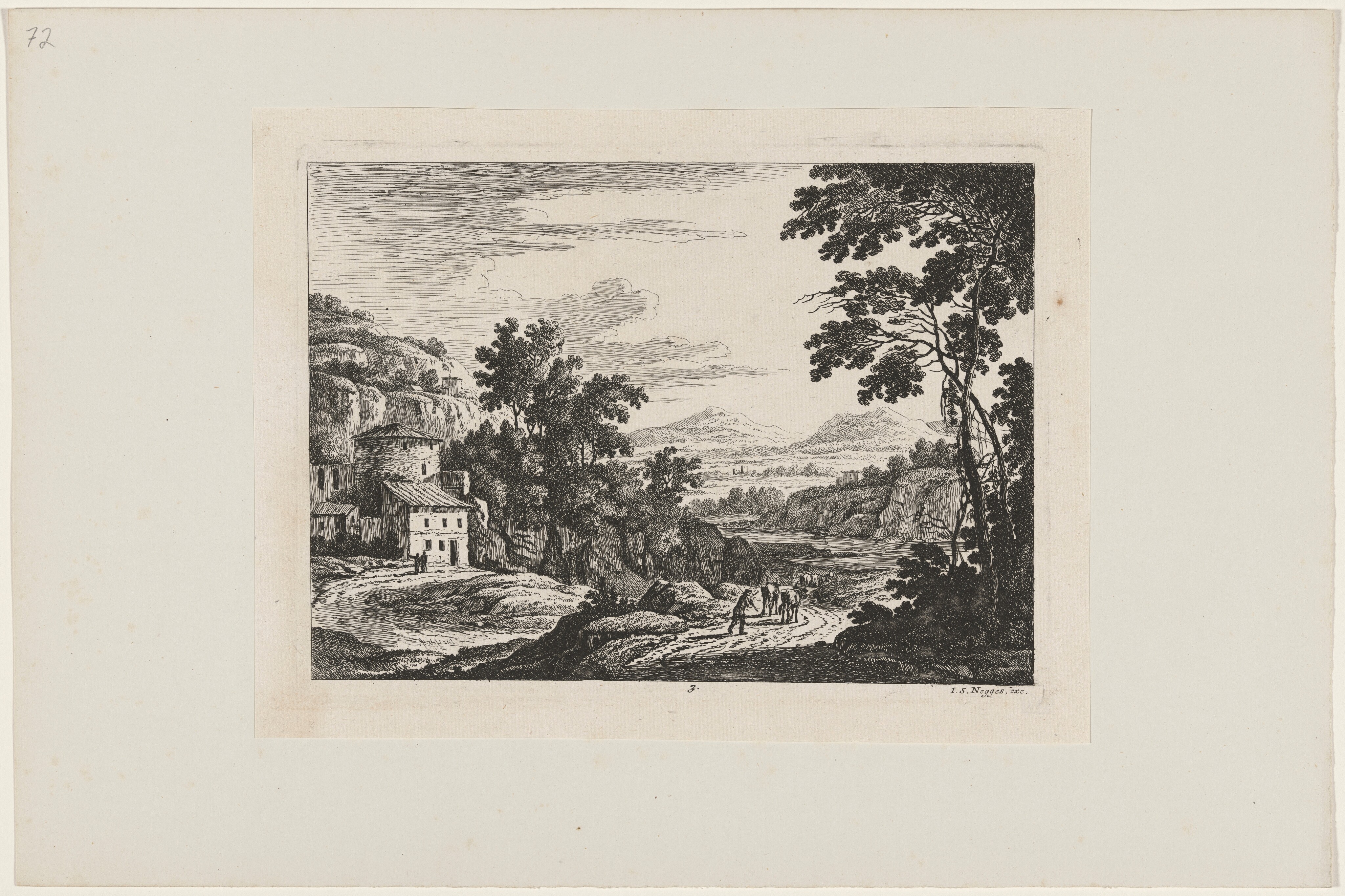 Cattle Drover in an Italian Landscape by Johann Christoph Dietzsch