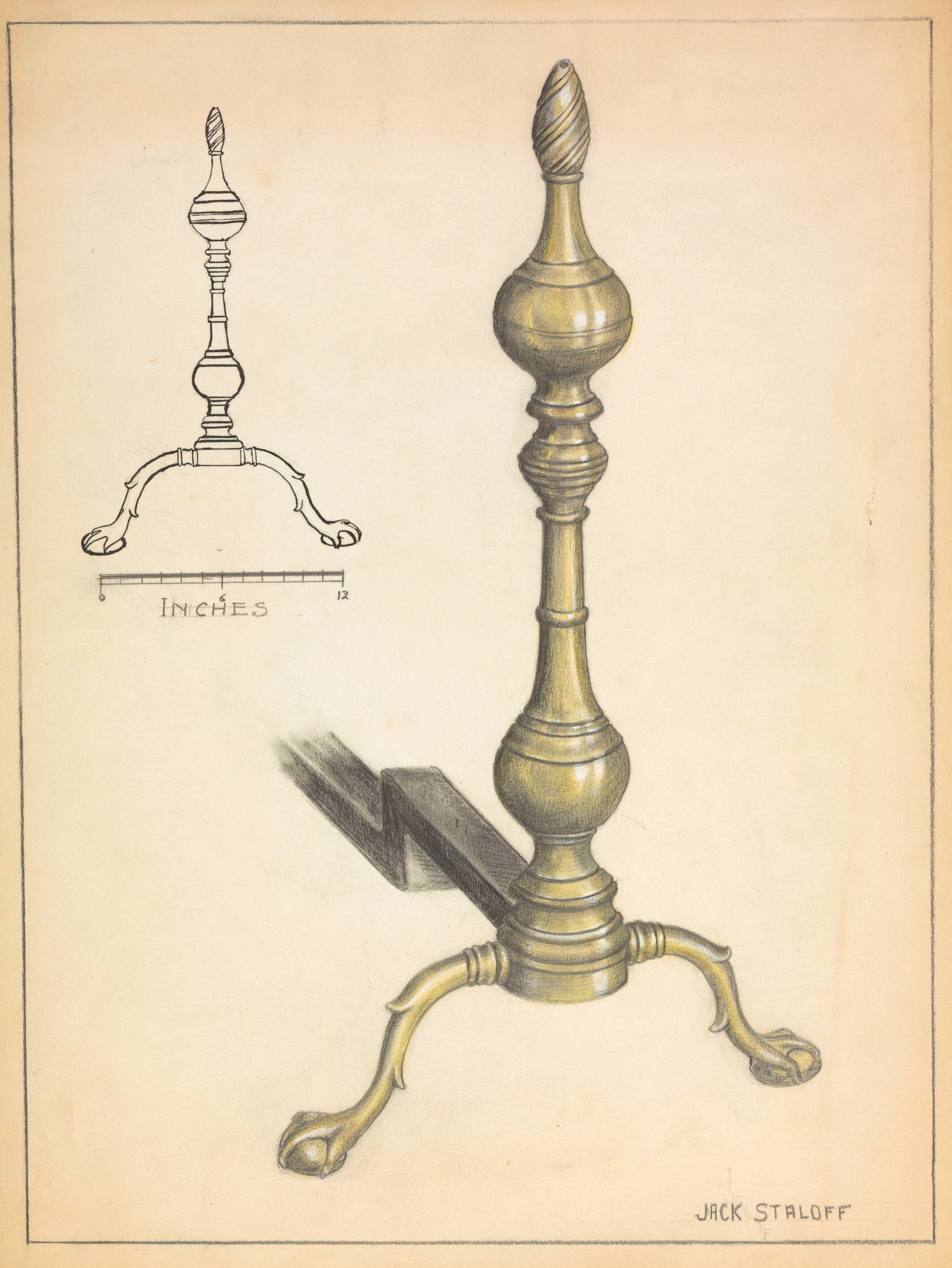 Andiron (one of pair) by Jack Staloff
