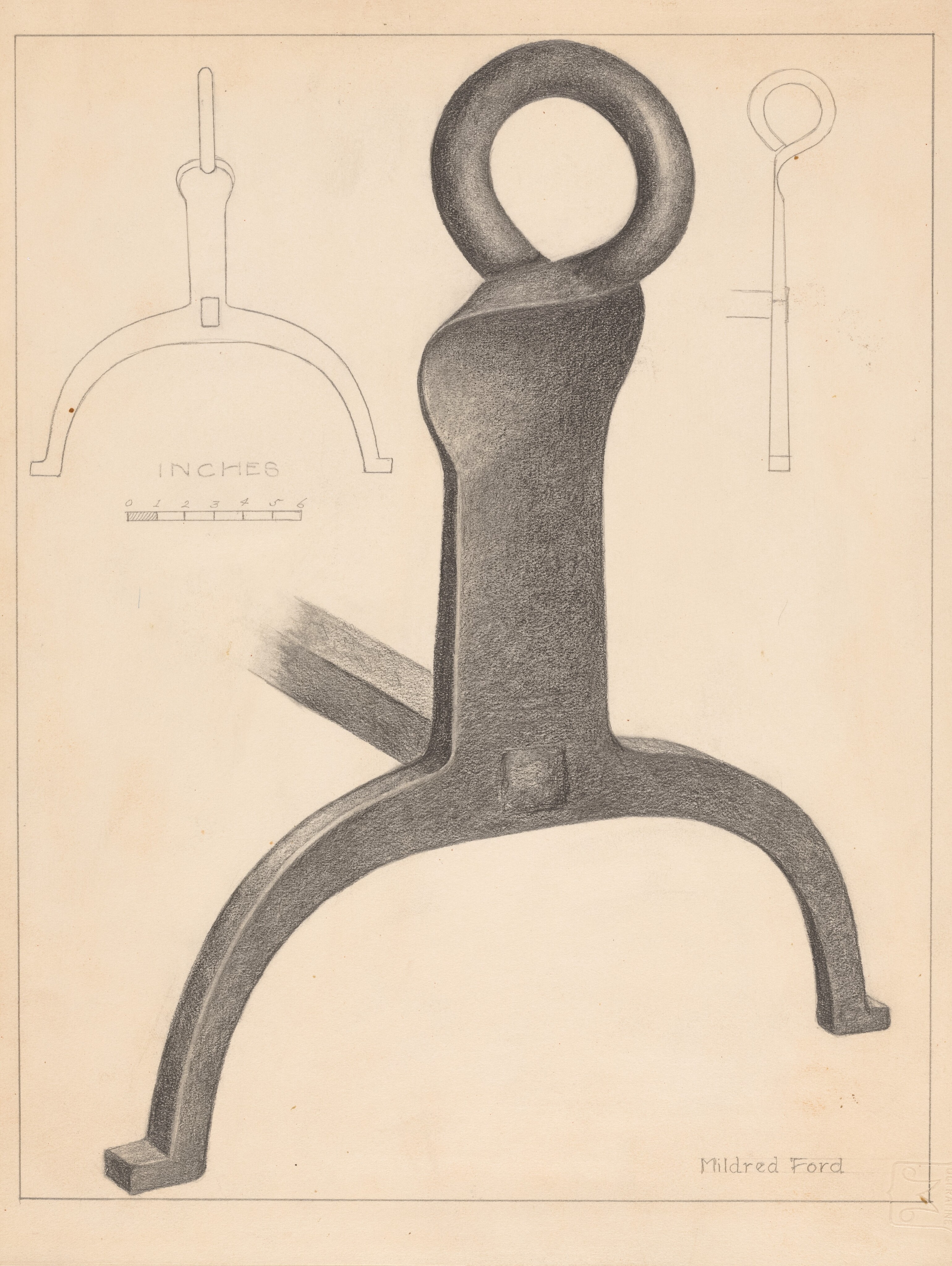 Andiron (one of pair) by Mildred Ford