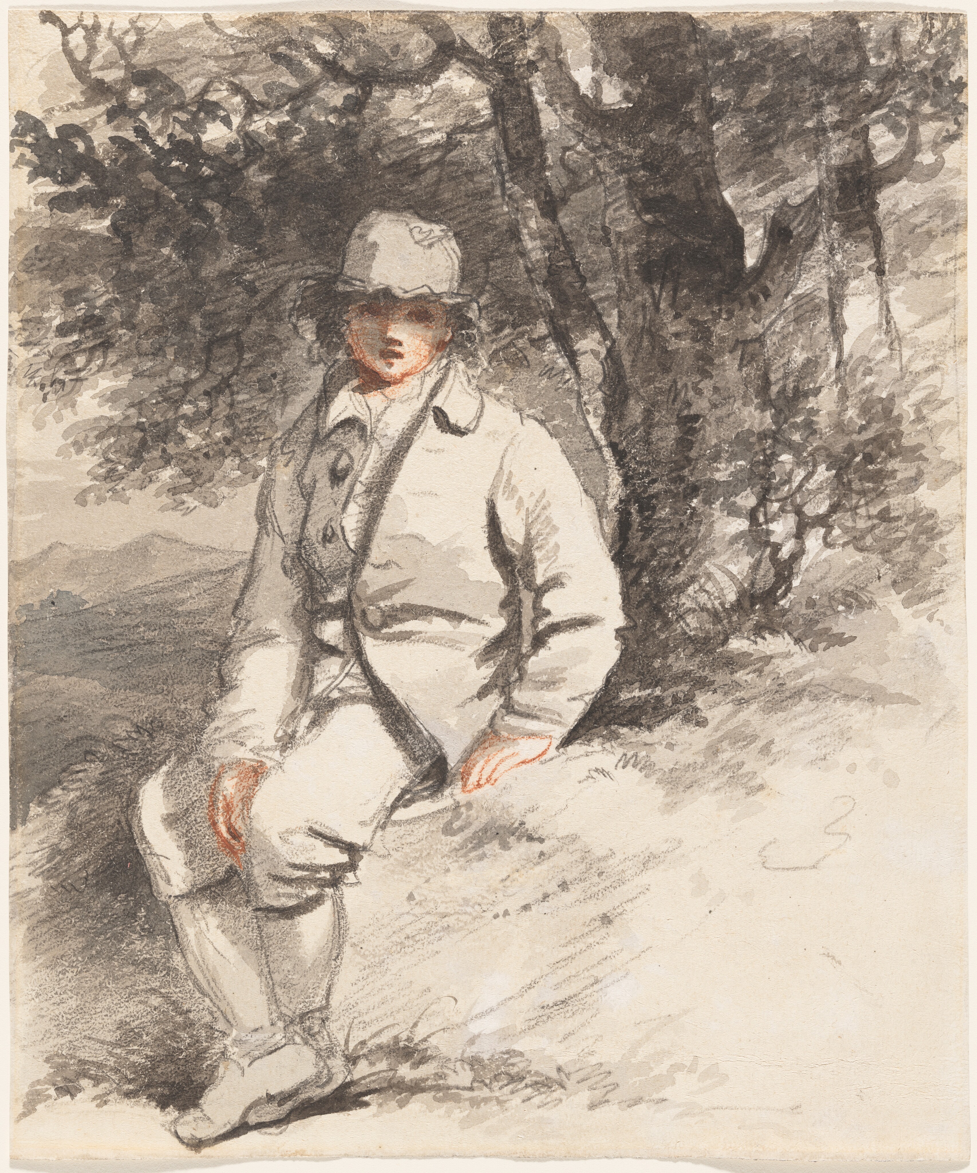 A Young Boy Seated Beneath a Tree by John Hoppner