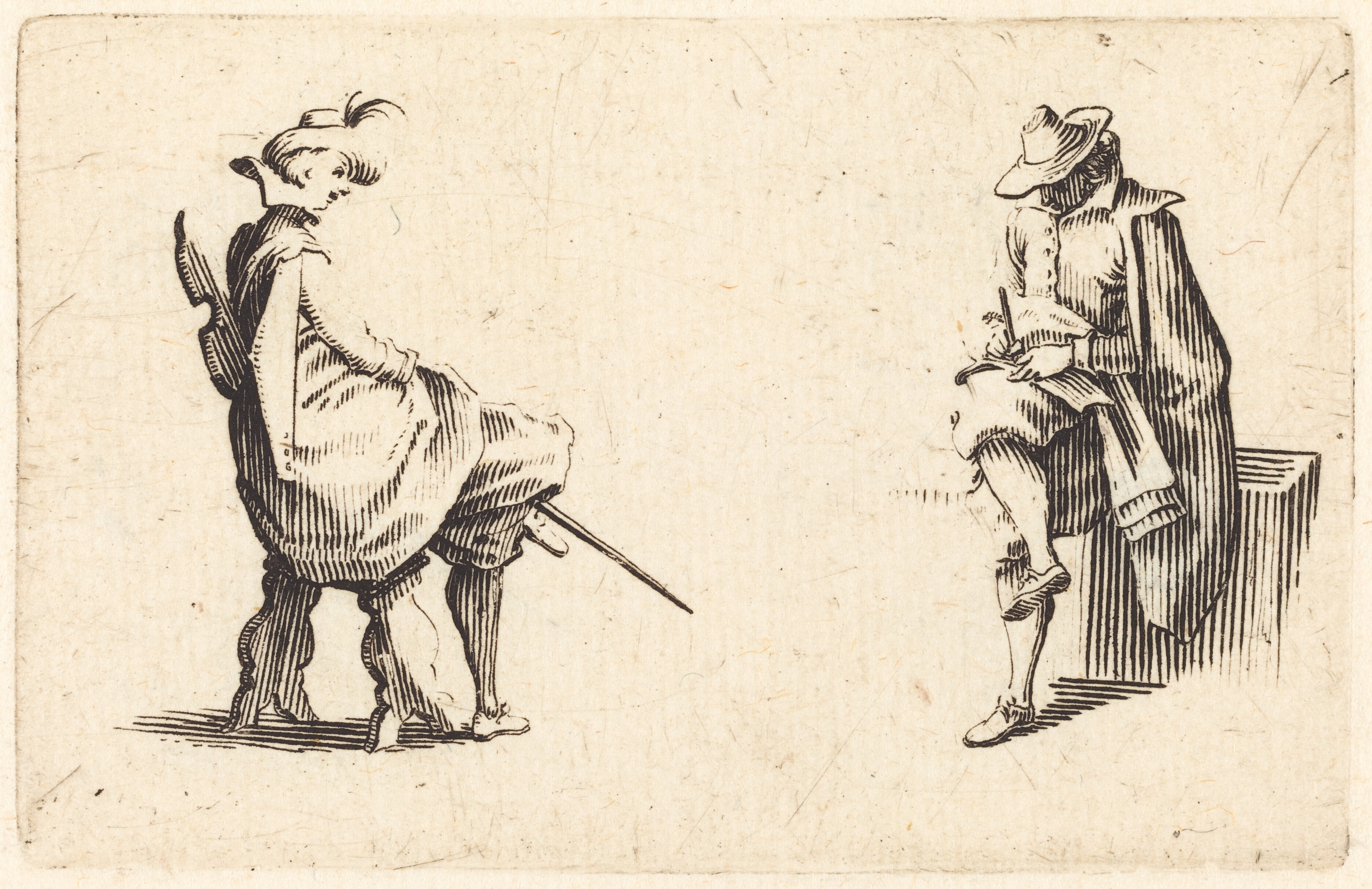 Two Seated Figures by Jacques Callot