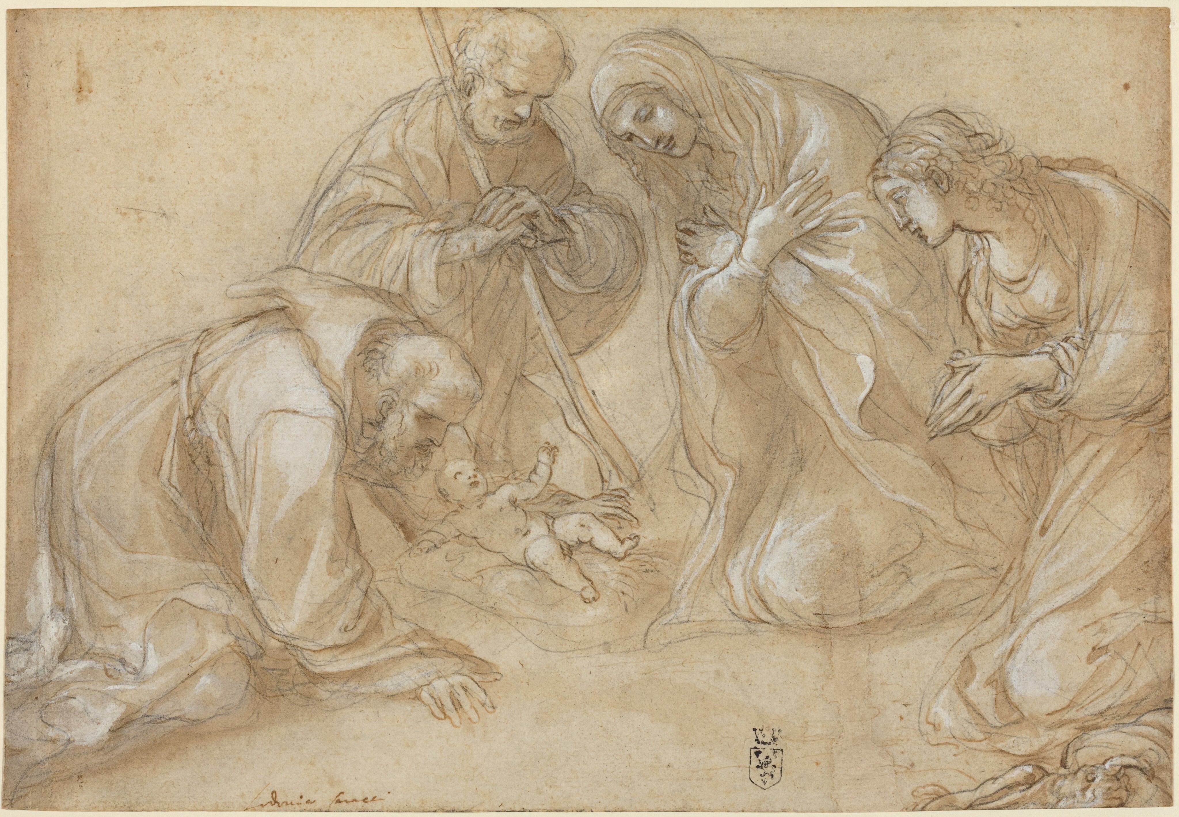 The Nativity with Saints Francis and Agnes by Lodovico Carracci