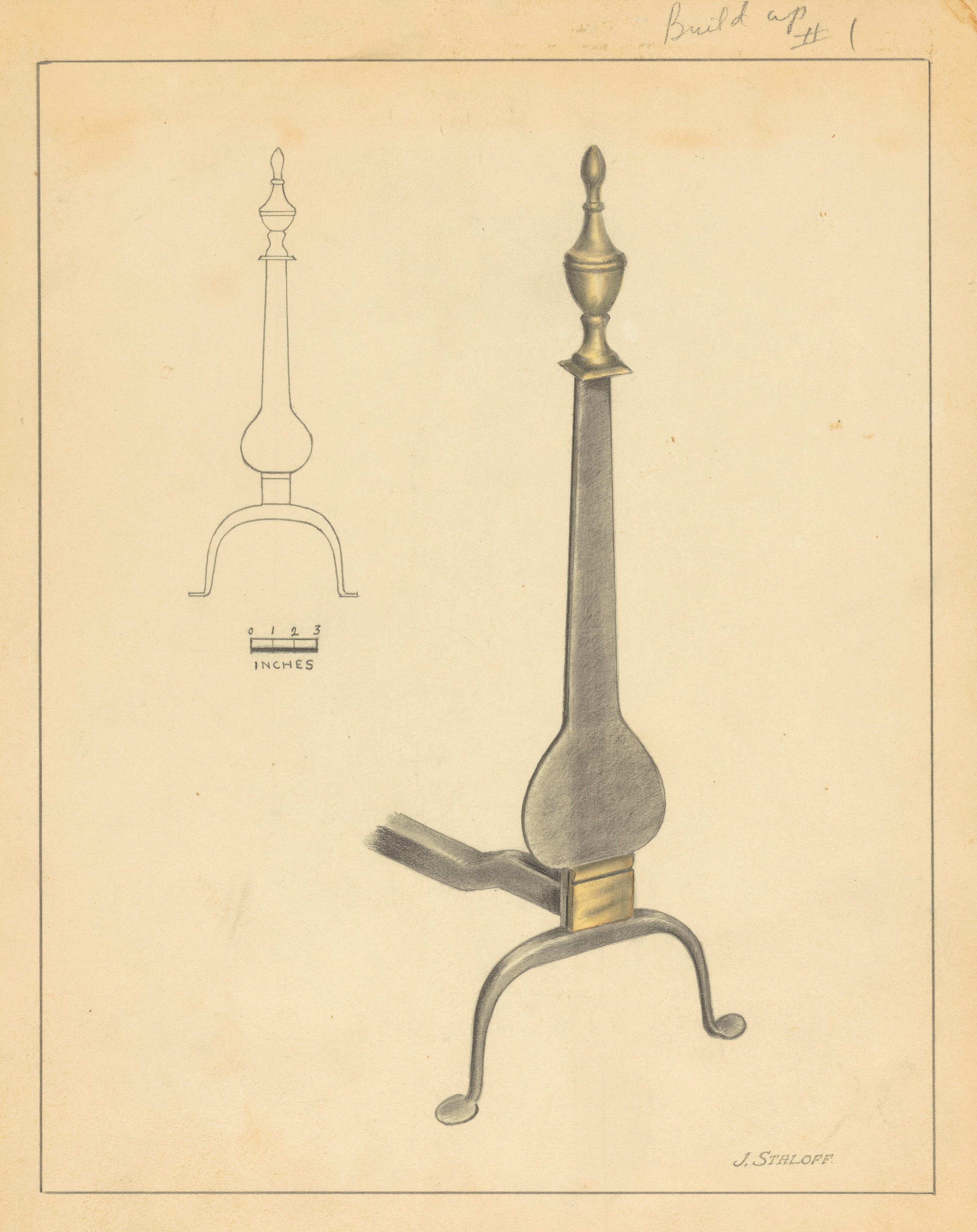 Andiron (one of pair) by Jack Staloff