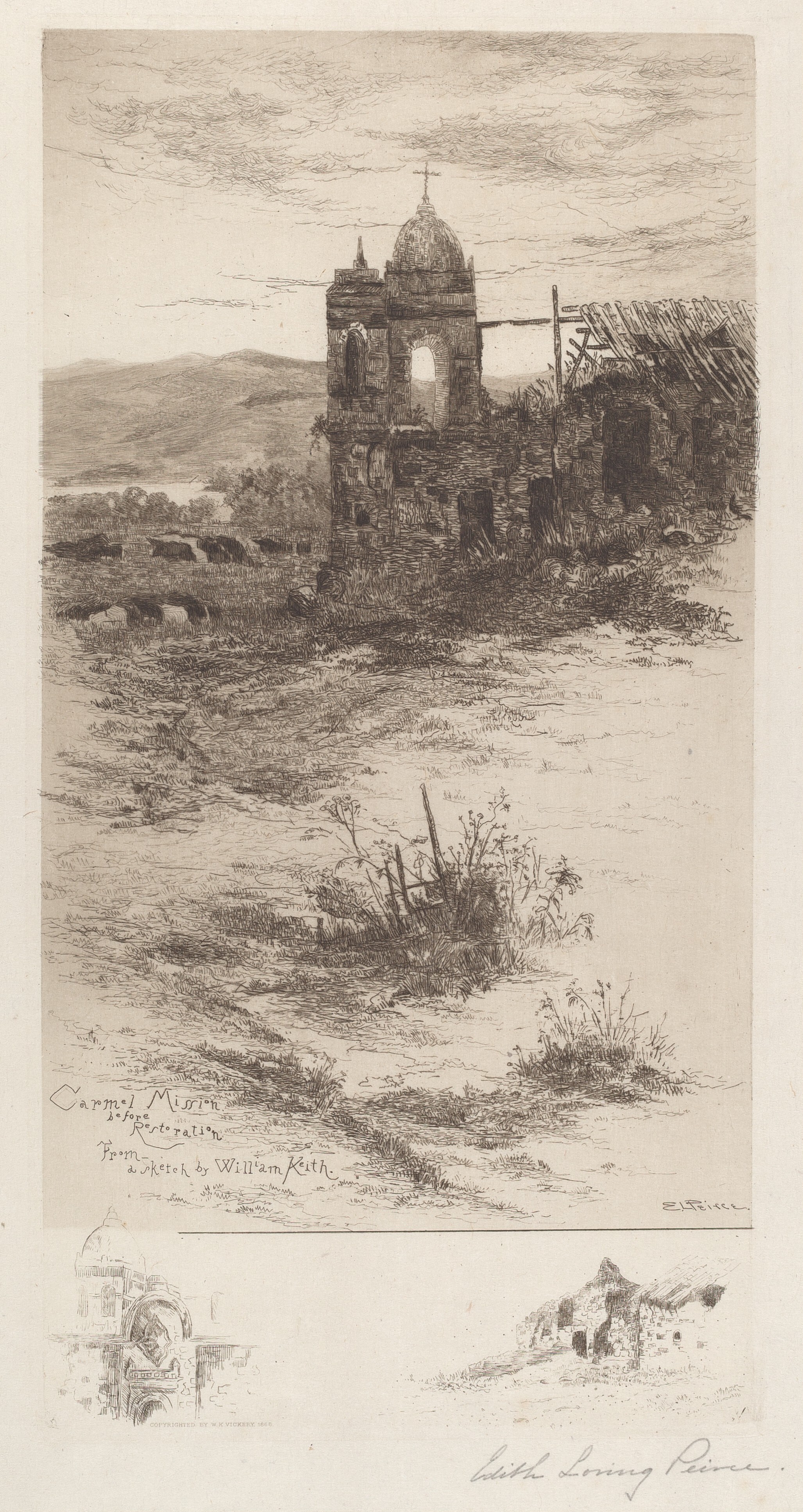 Carmel Mission Before Restoration by Edith Loring Peirce Getchell